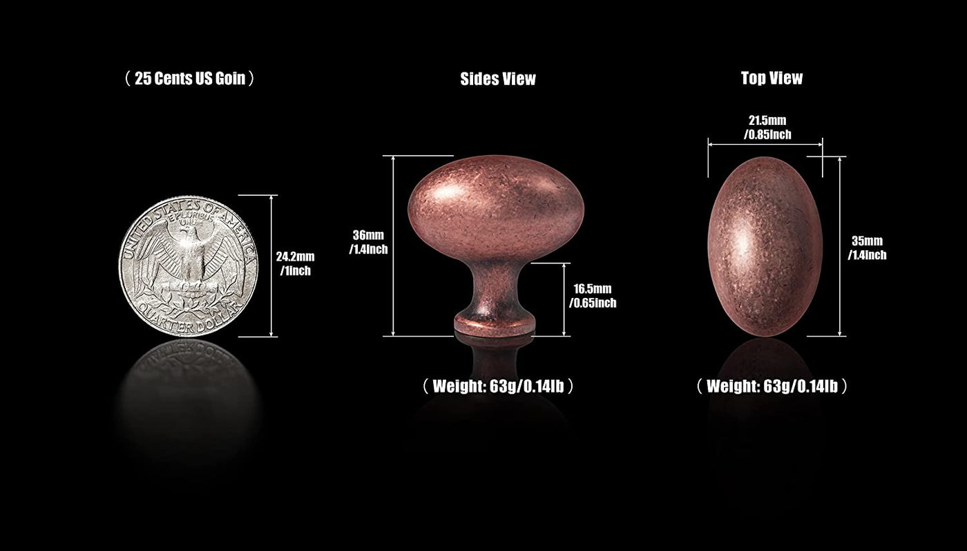 Antique Oval Cabinet Knobs Zinc Alloy 1.4 Inch Diameter Drawer Knobs