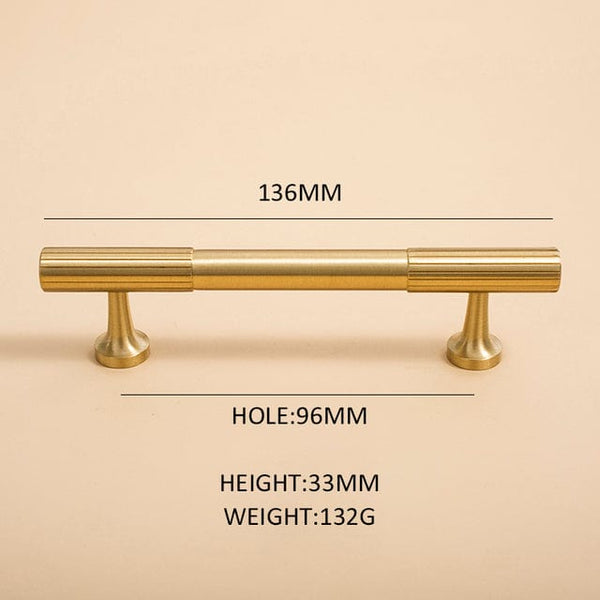 Antique Brass Fluted Cabinet Handles Linear Knurled Solid Brass Drawer