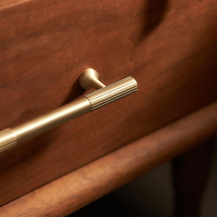 Antique Brass Fluted Cabinet Handles Linear Knurled Solid Brass Drawer