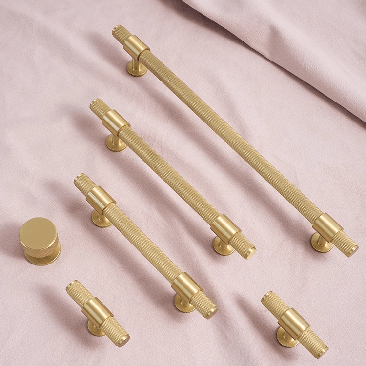 Italian Style Knurled Closet Door Knob Cupboard Simple Gold Cabinet Pu