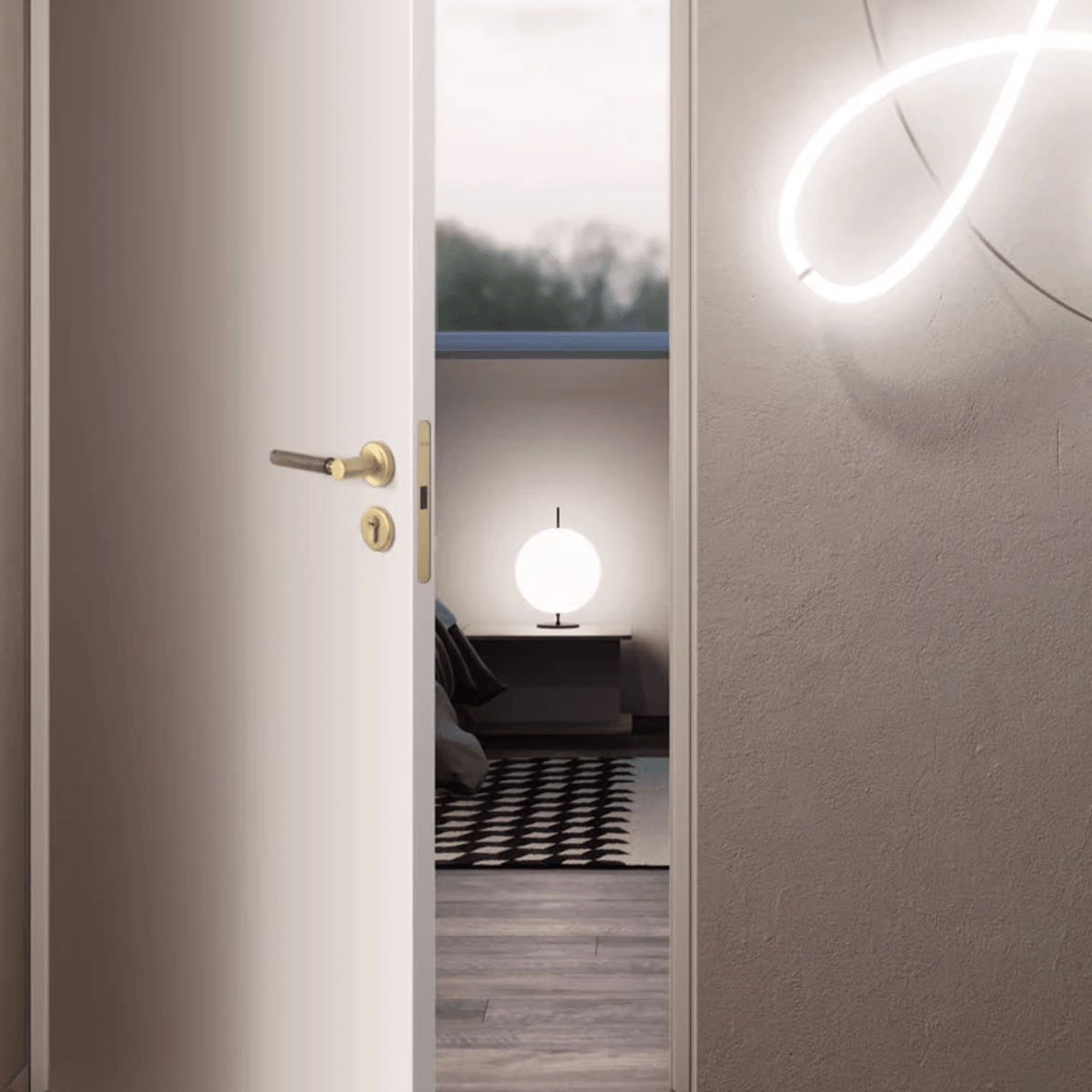 Soild Brass Mute Door Lock Black Walnut Door Lock Handle Anti-theft Ga