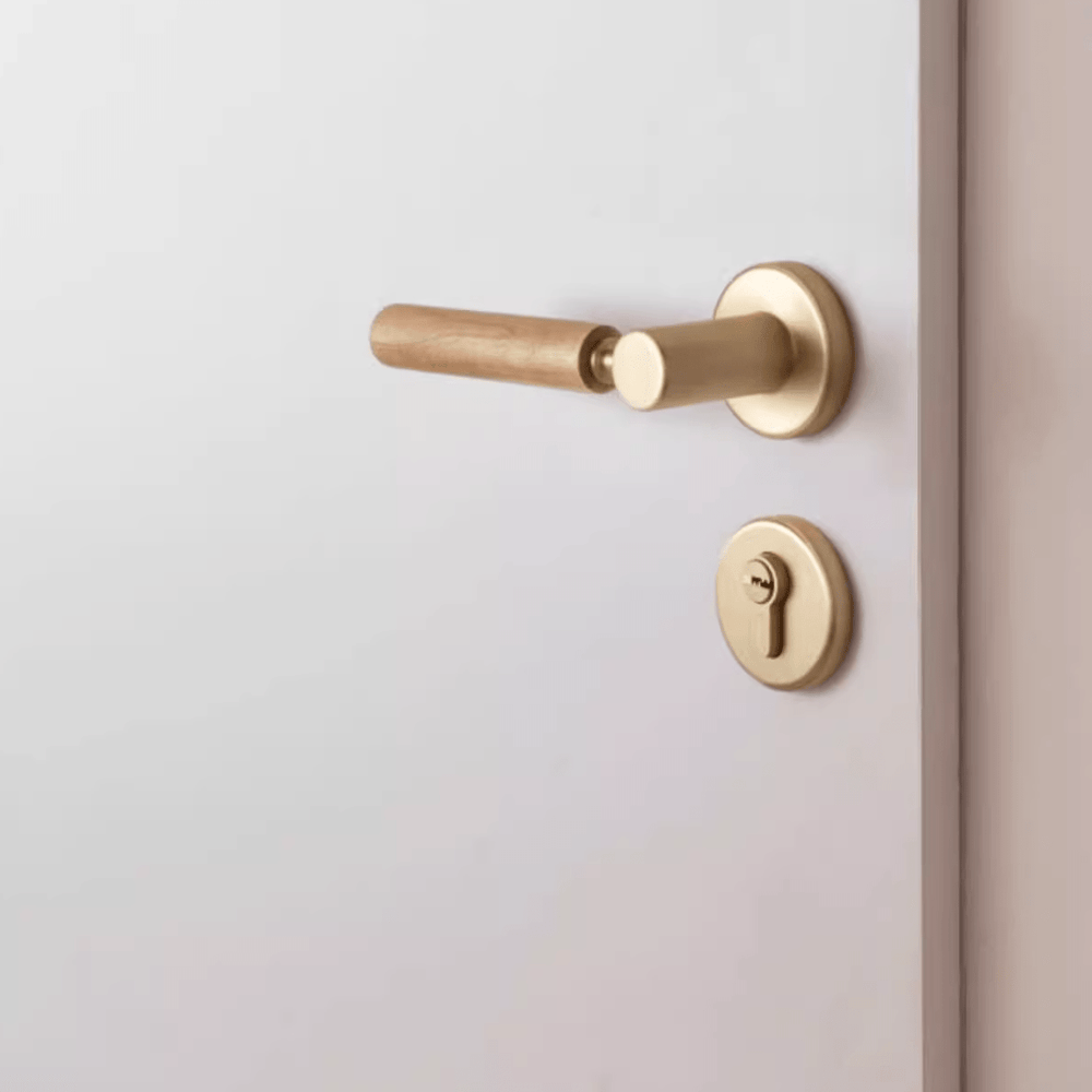 Soild Brass Mute Door Lock Black Walnut Door Lock Handle Anti-theft Ga