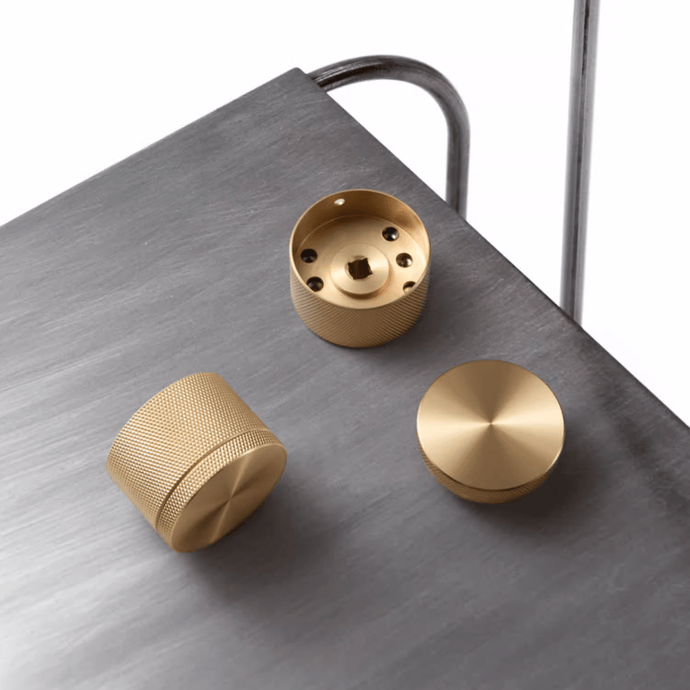 Brass Door Lock Titanium Gold Knurled Keyless Interior Door Lock