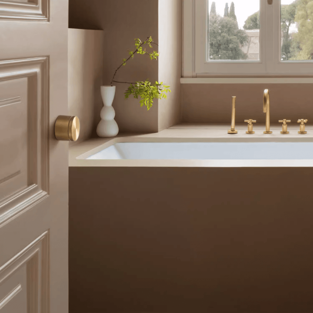 Brass Door Lock Titanium Gold Knurled Keyless Interior Door Lock