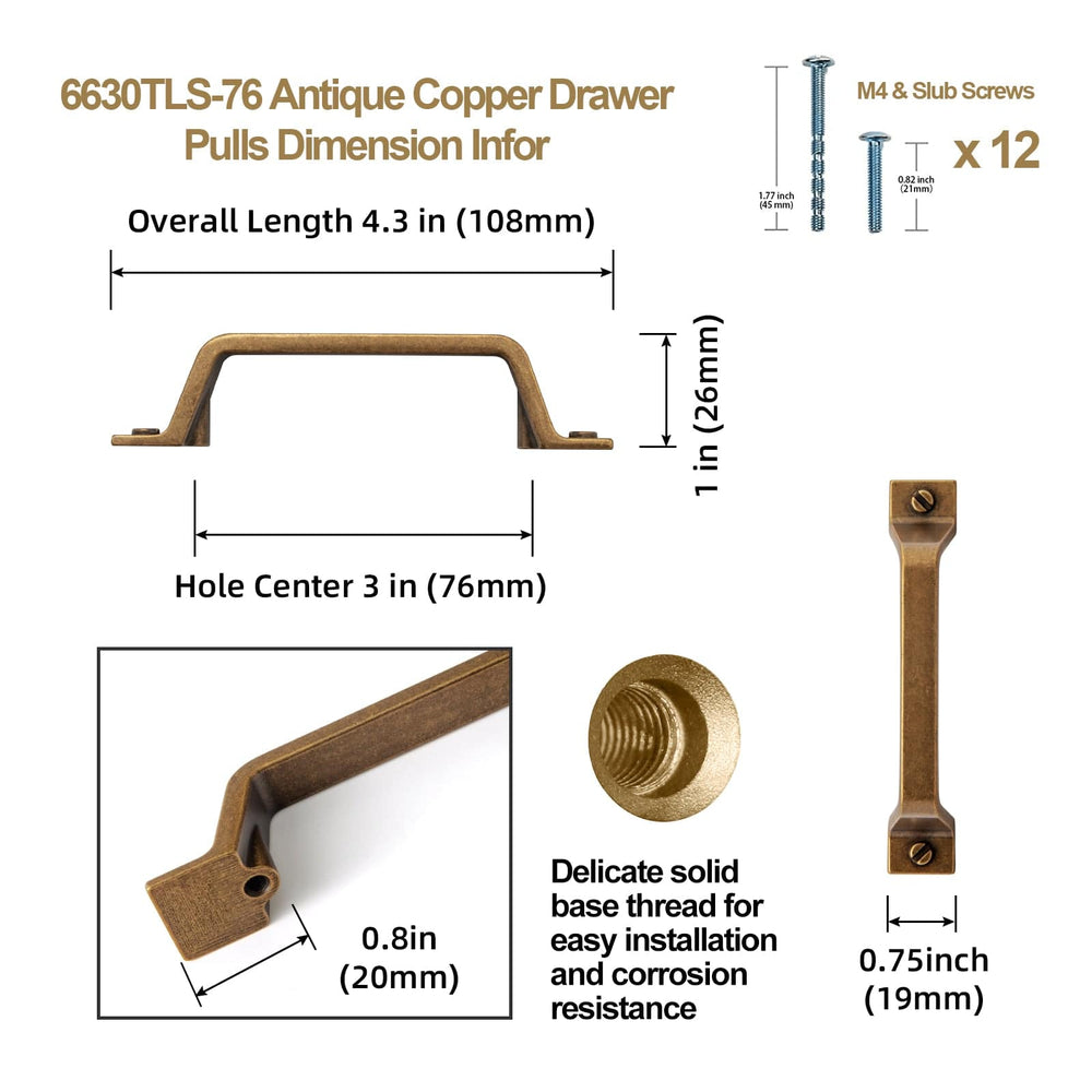 Vintage Bronze Drawer Pulls Kitchen Cabinet Hardware Antique Bar Pull