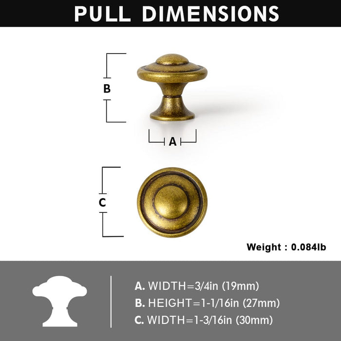 Vintage Decorative Cabinet Knobs with Layered Concentric Ring Design f