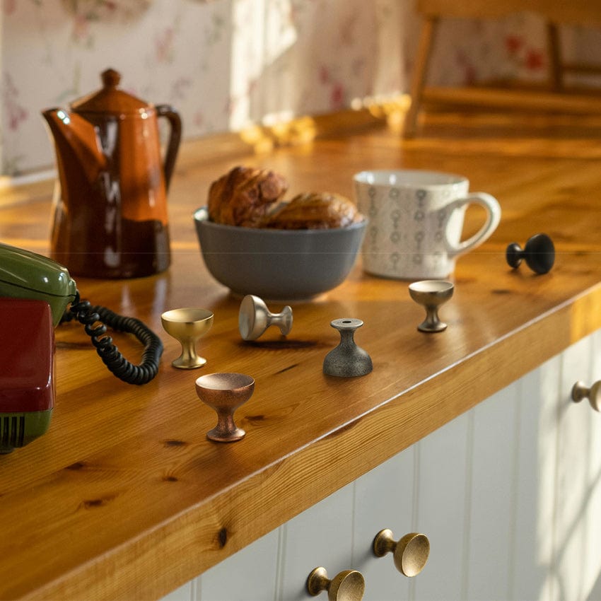 Vintage Round Cup Design with Rustic Patina Finish Retro Kitchen Drawe