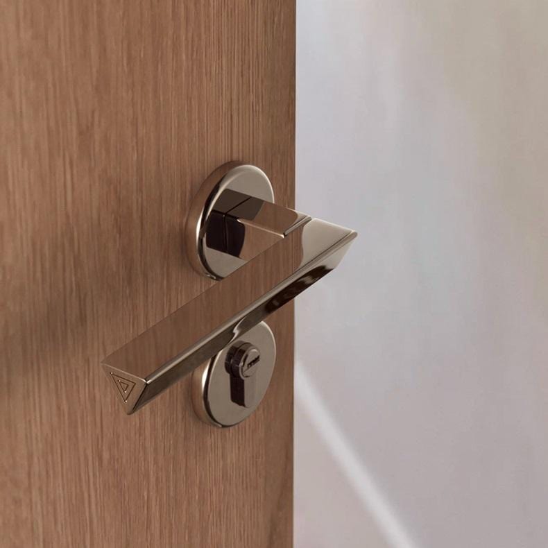 Contemporary Style Titanium Silver Door Handle Solid Brass Interior Do